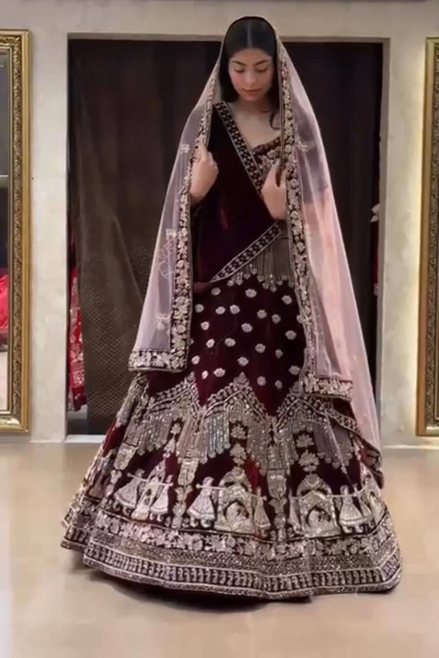 9000 velvet Bridal Lehenga
