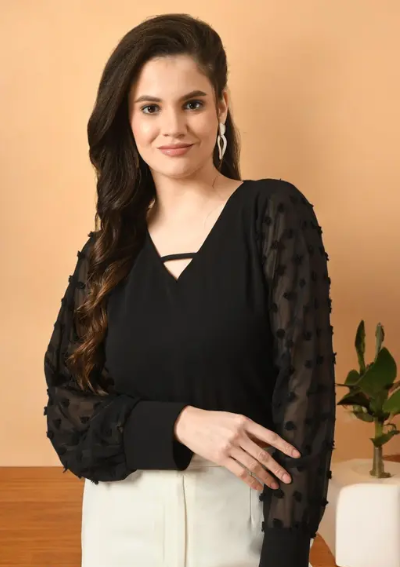 Elegant Black Modern Women's Tops Stylish & Comfortable